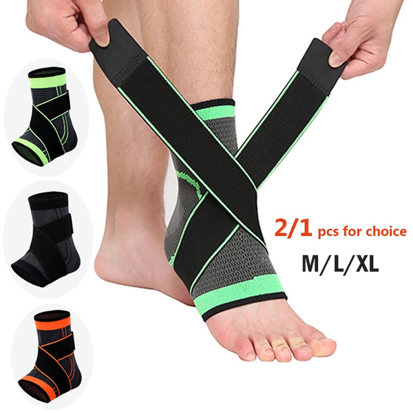1/2 Pcs Elastic Ankle Brace Adjustable Compression Ankle Support for ...