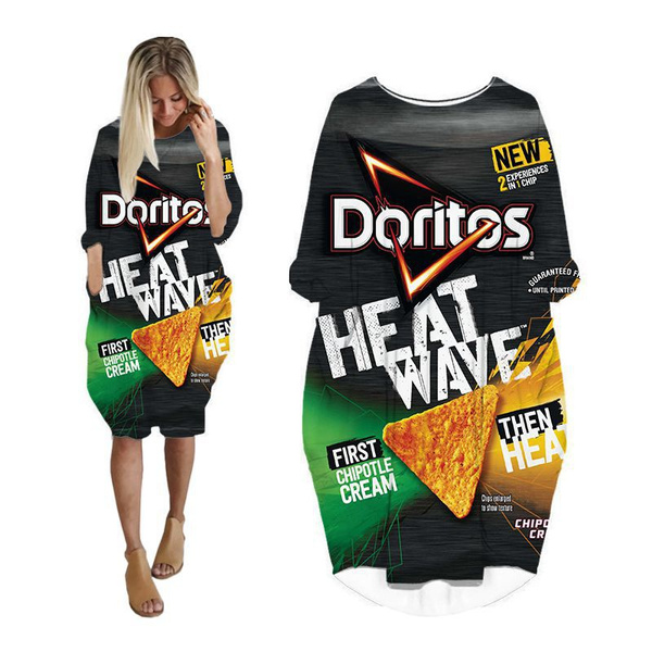 doritos 3d print midi dress pocket batwing woman dresses plus size long ...