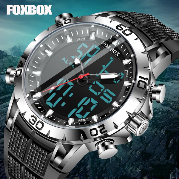 LIGE Brand FOXBOX Mens Watches Sports Digital Dual Display Quartz ...