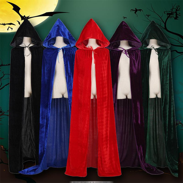 5 Colors Adult Kids Halloween Cape Halloween Velvet Cloak Cape Hooded ...