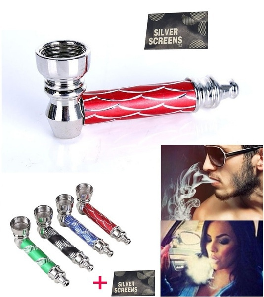 1PC Metal Pocket Smoking Pipe Herb Weeds Tobacco Pipe With Mesh Filter ...