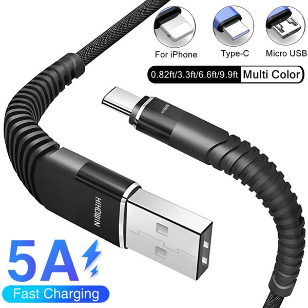 5A Fast Charging USB Cable for iPhone/ Android USB-C Micro USB Type-C ...
