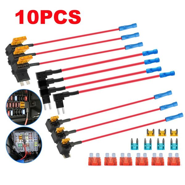 10PCS 5-15A Car Add-a-Circuit Fuse Adapter Medium&Small Tap Blade Fuse ...