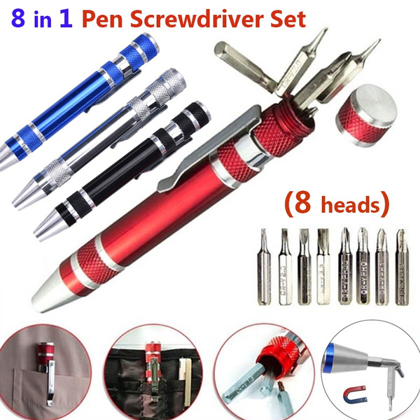 8 in 1 Precision Pocket Screwdriver Set Multi-bit Screwdriver Set Pen Ratchet Screwdriver Travel ...