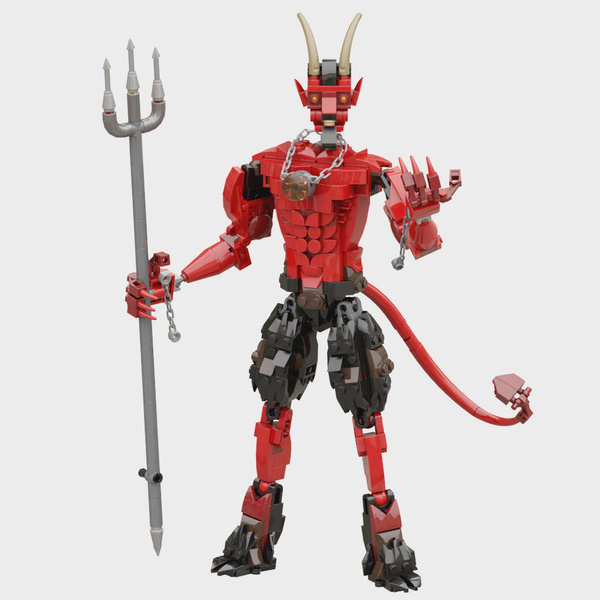 MOC Mech Red Devil Building Blocks Set Halloween Sataned Demon King ...