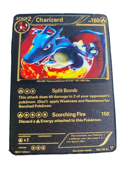 Charizard Dark edition custom metal gold card | Wish