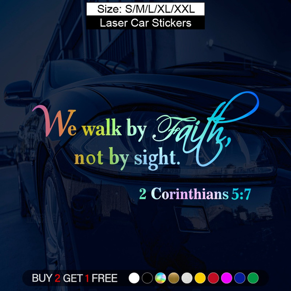 1PC "We Walk By Faith Not By Sight" Bible Decals Verses Quotes ...