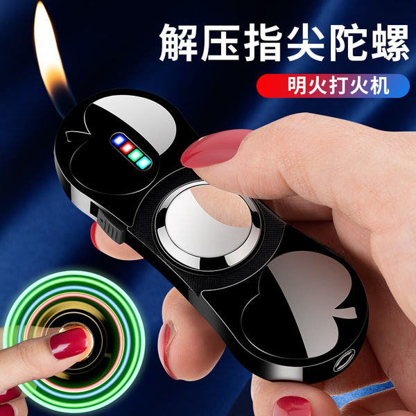 New fidget spinner lighter metal inflatable windproof personality ...