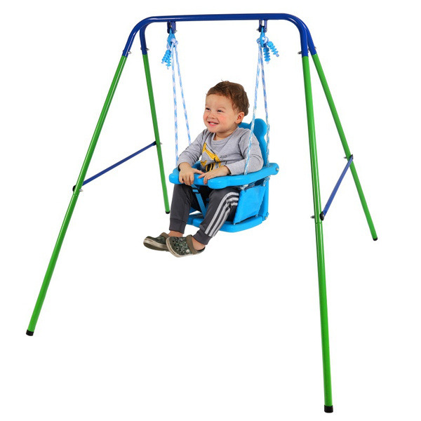 Folding Toddler Blue Secure Swing Set With Safety Seat | Wish