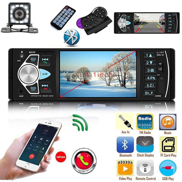 4.1'' Car Radio 1Din Audio Stereo FM Bluetooth Steering Wheel Remote ...
