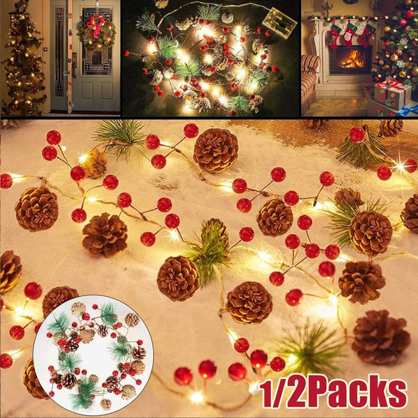 (1/2Packs)Xmas Garland Lights, Pine Cone Christmas Garland Lights with ...
