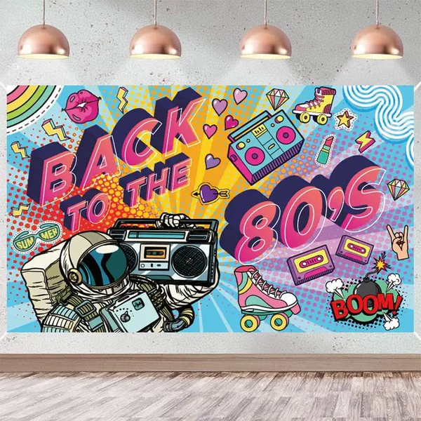 Back To The 80s Themed Party Backdrop 80's Retro Hanging Banner 80s ...