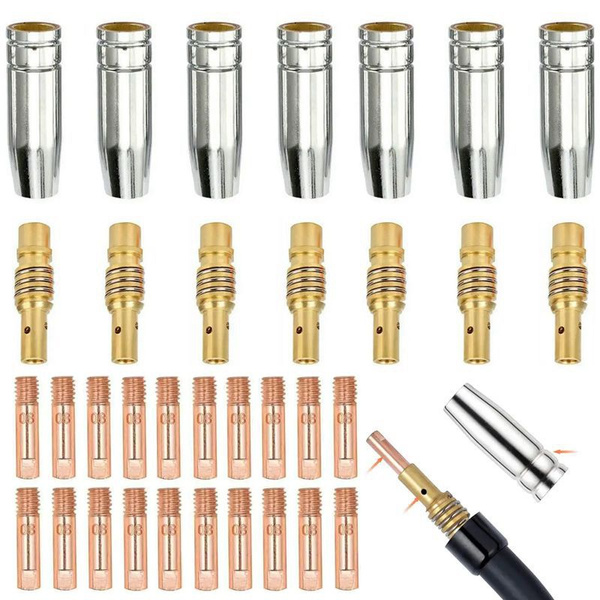 34Pcs MIG welder Gun Accessory Kit, 0.03"/0.8mm Tip-Nozzle-Diffusers for MIG Welding Torch, MIG ...