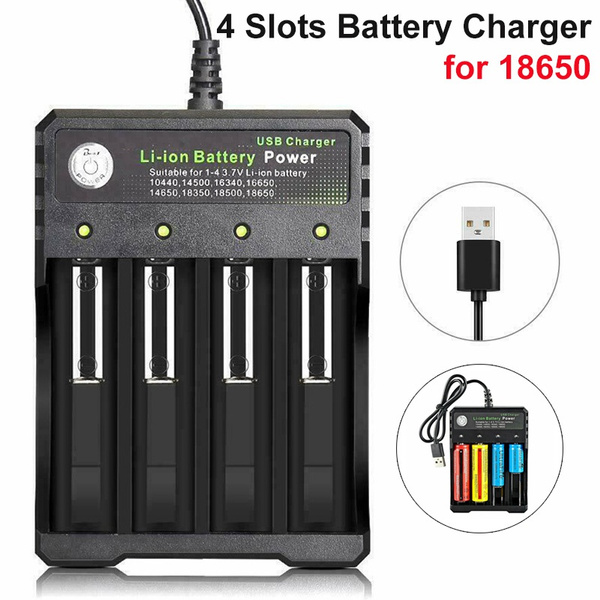 4 Slots PORTABLE Battery Charger USB Charger Fast Rechargeable For ...