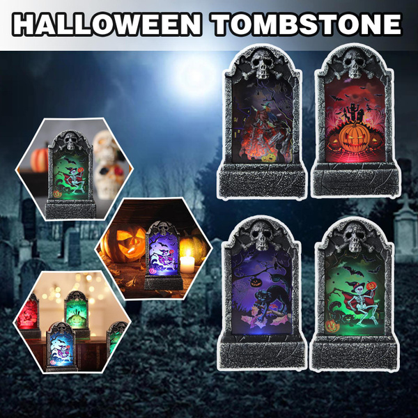 Halloween Graveyard Tombstone LED Glowing Tombstone Haunted House Decor ...