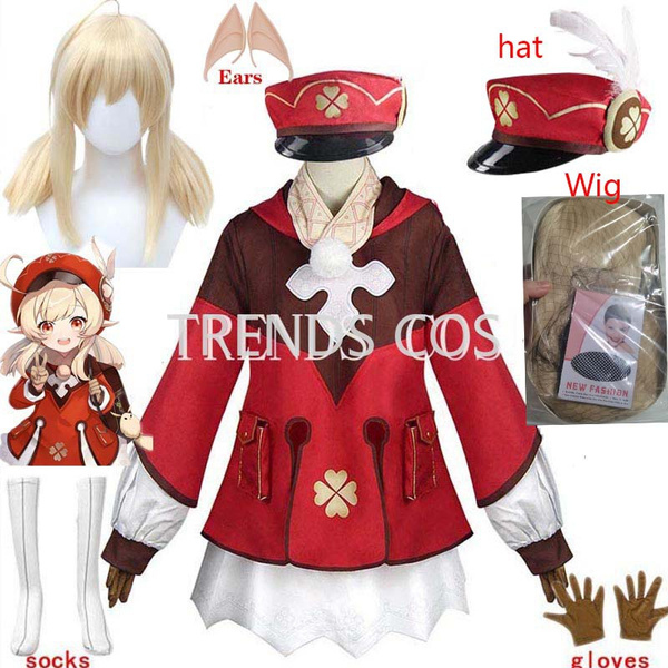 Game Genshin Impact Klee Cosplay Costume Wig Klee Kids Women Outfits Dress Halloween Carnival ...