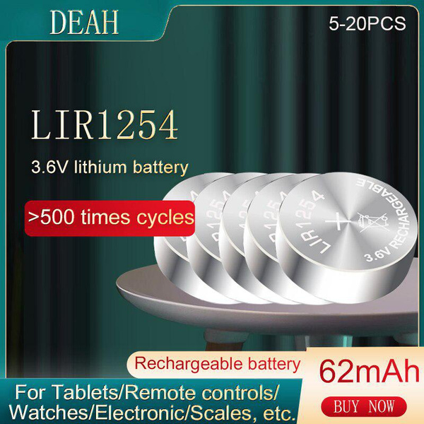 LIR1254 LIR 1254 3.6V Lithium Rechargeable Battery Replace CR1254 For ...