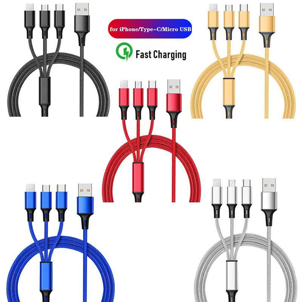 Multifunctional Charger Cable Universal 3 in 1 USB Fast Charge Cable ...