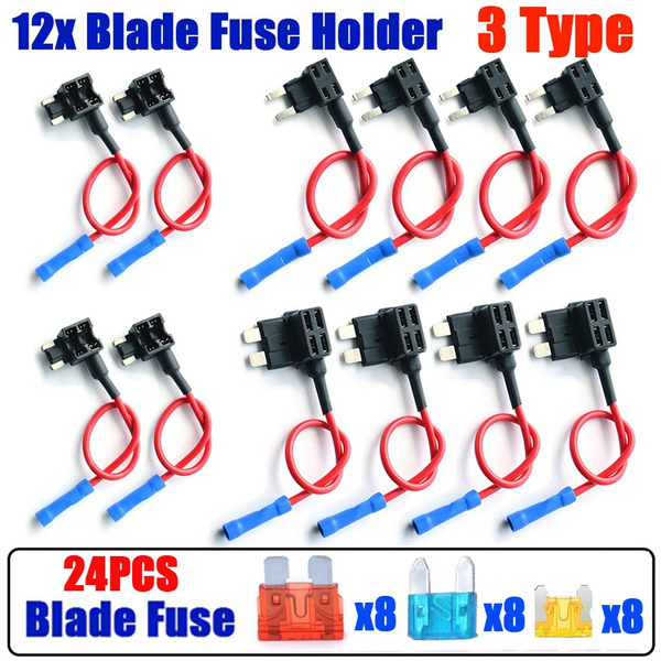 12Pcs 12V Car Blade Fuse Holder Add A Circuit Adapter Micro Mini ...