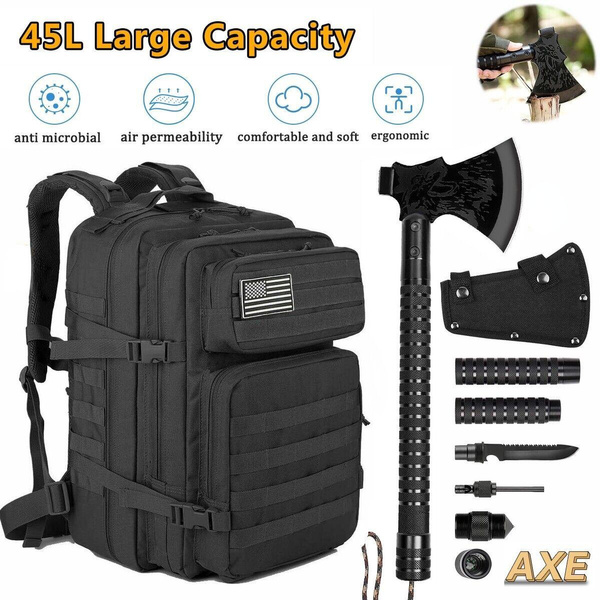 Folding Survival Axe Camping Multi-Tool Hatchet Kit Tactical Tomahawk ...