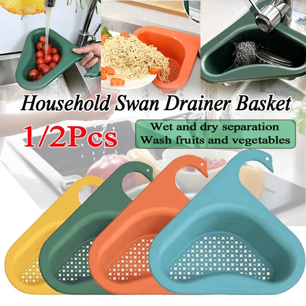 1/2Pcs Swan Drain Basket Fruit And Vegetable General Kitchen Leftover ...