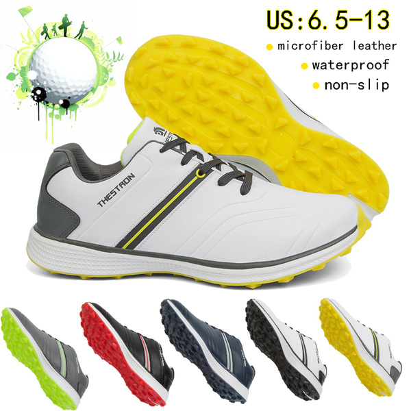 Waterproof Microfiber Leather Golf Sneakers Men Spikeless Golf Shoes ...