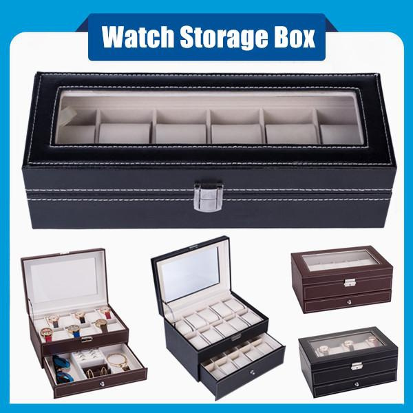 PU Leather Lockable Watch Storage Boxes, Men & Women Jewelry Display ...