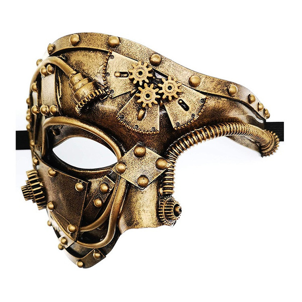 Steampunk Mechanical Mask Half Face Punk Bauta Costume for Halloween ...