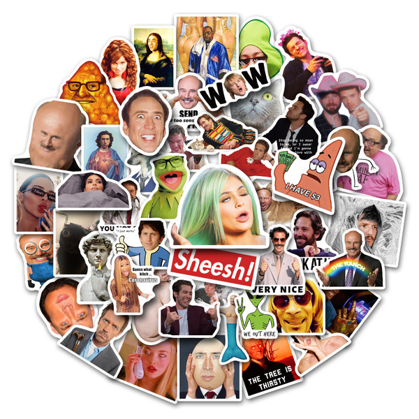 50pcs Funny Spoof Meme Stickers Pack For Luggage Laptop Water Bottle ...