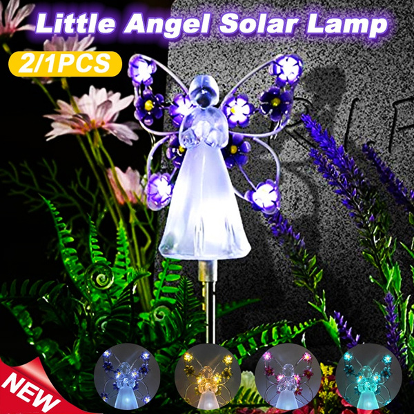 2/1PCS Solar Angel Garden Lights Outdoor Eternal Lights with 7 LED Lamp ...