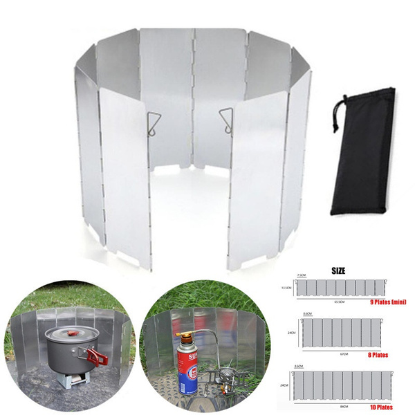 Wind Shield Deflector Folding Windscreen Guard Outdoor Camping Barbecue ...