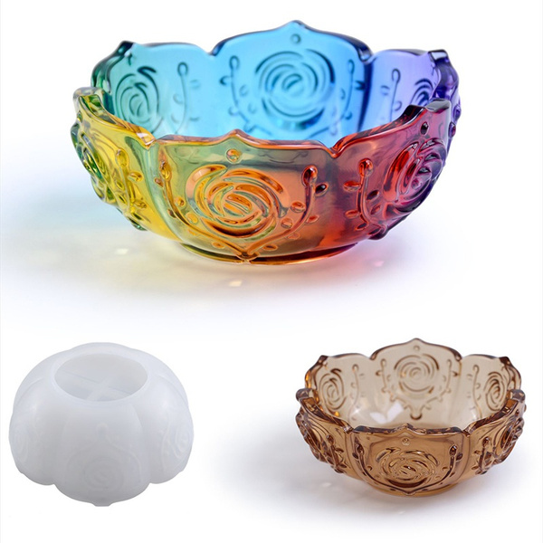 DIY Crystal Epoxy Resin Rose Lotus Storage Bowl Mirror Silicone Mold | Wish