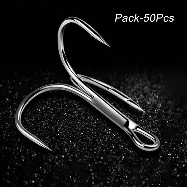 50Pcs/lot 2# 4# 6# 8# 10# Black Fishing Hook High Carbon Steel Treble ...