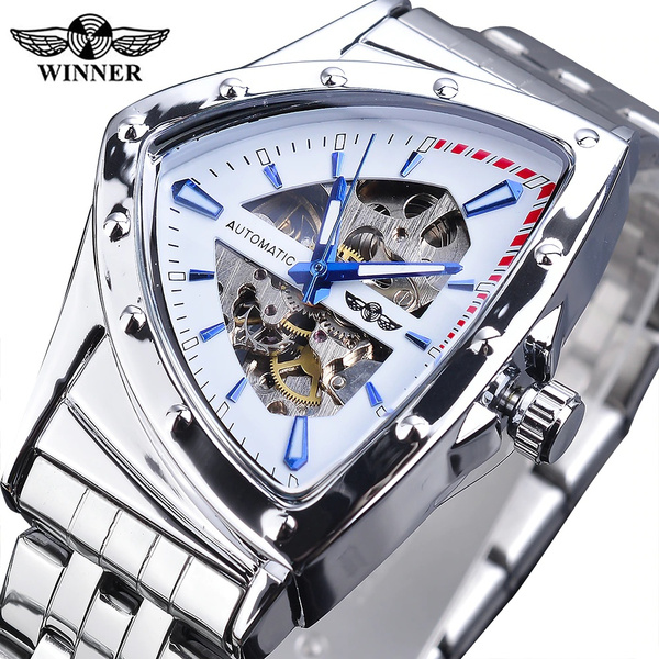 Triangle Skeleton Automatic Watch Stainless Steel Men Business Casual ...