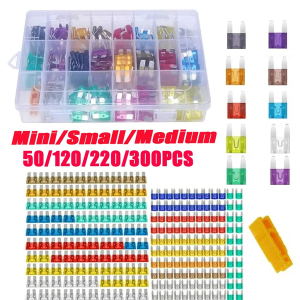 300/220/200/120/50PCS Car Fuses Assortment Kit Mini/Small/Medium Auto ...