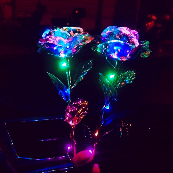 NEW 24k Gold Foil Plated LED Simulation Rose Flower Lasts Forever Love ...