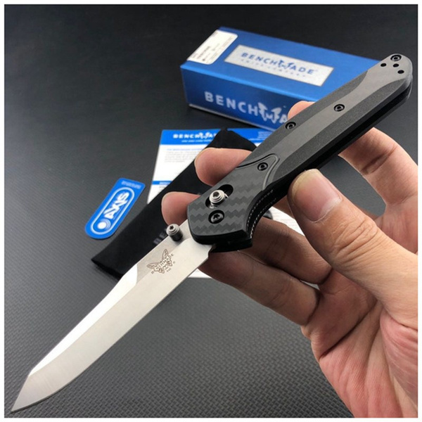 Manual Open Folding Knife Ordinary Blade Carbon Fiber Stripe Handle EDC ...