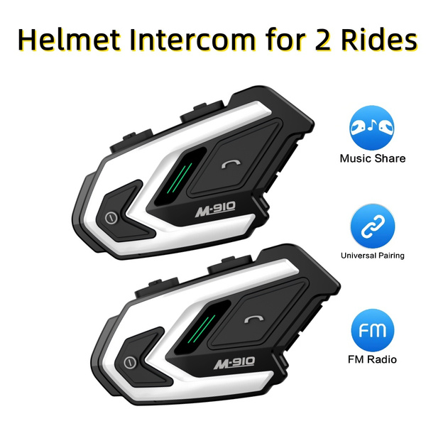 2Set Motorcycle Intercom Helmet Headsets 1200M BT 5.0 Wireless ...