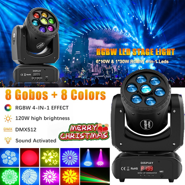 150W Moving Head Stage Light Gobo RGBW 7LED DMX Spot Disco DJ Party ...