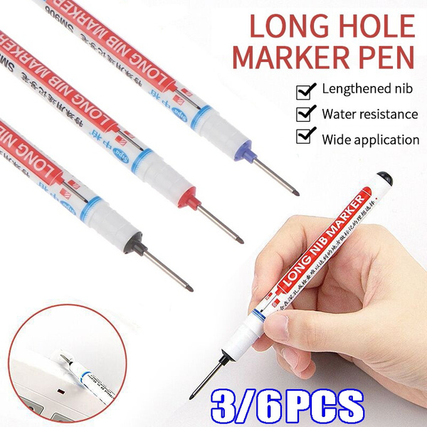 3/6PCS Long Head Marker Pen Waterproof Building Deep Hole Marker Pen ...