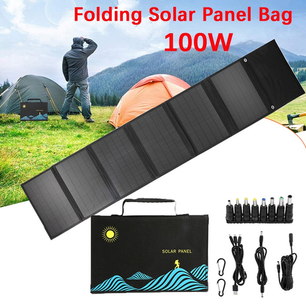 100W Solar Panel Folding Bag USB+DC Output Solar Charger Portable ...