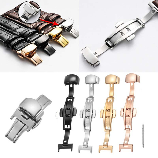 Stainless Steel Push Button Fold Watch Buckle Butterfly Deployment ...