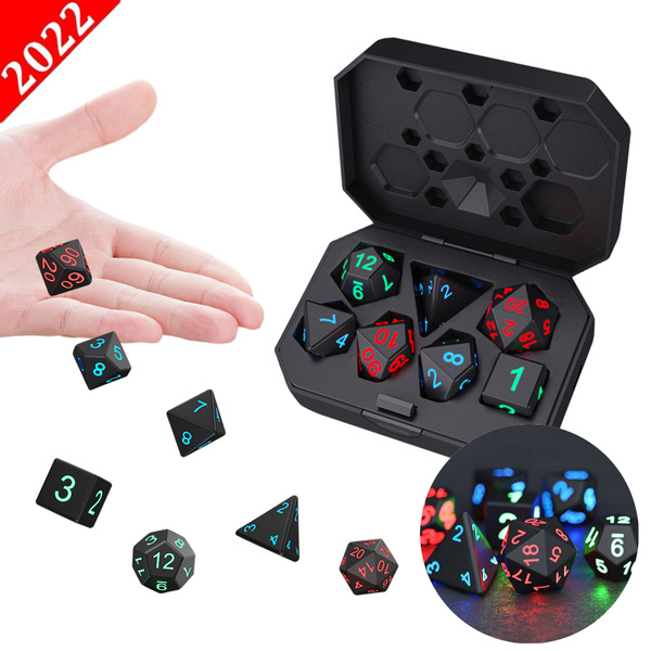 Rechargeable Luminous LED Color Light DND Dice Set Table Game DiceRole ...