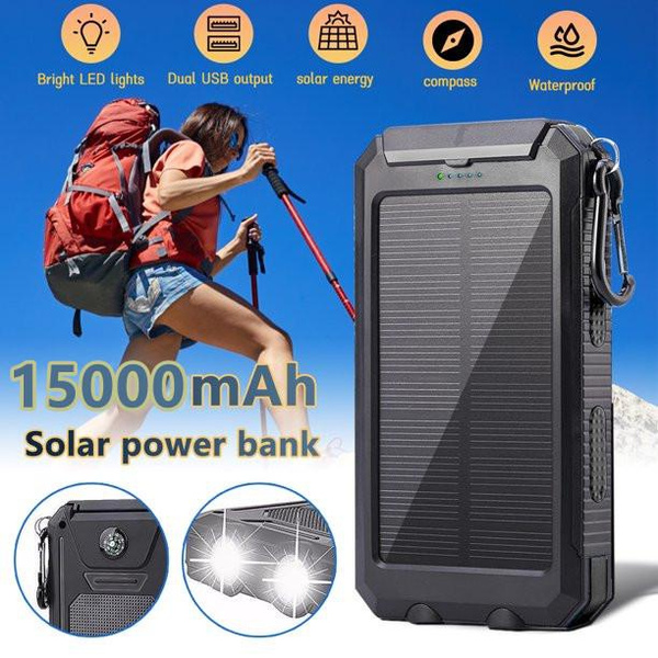 Portable Charger, 15000mAh Solar Power Bank, Camping External Backup ...