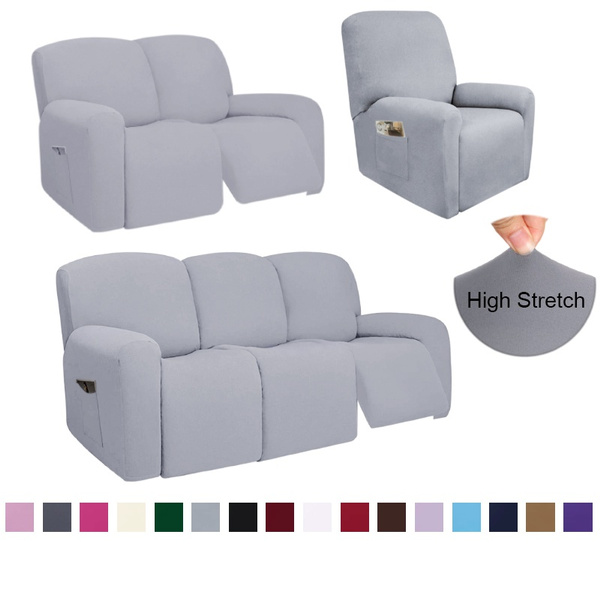 1 2 3 Seat Stretch Sectional Recliner Sofa Slipcover Soft Washable ...