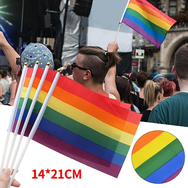 10PCS/Pack Gay Pride Flags Easy To Hold Mini Small Rainbow Flags With ...
