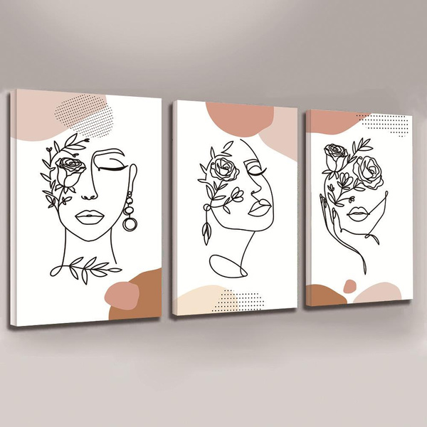 Floral Woman Line Art, Abstract Woman Art Print, Gallery Wall Art Set ... Floral Woman Line Art, Abstract Woman Art Print, Gallery Wall Art Set ...
