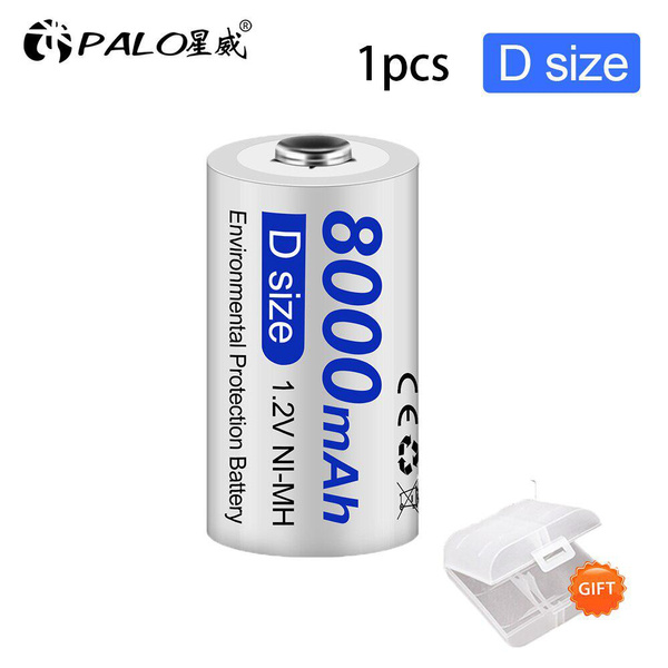 🔥PALO D Size R20 Rechargeable Battery 1.2V NIMH D Cell Batteries ...