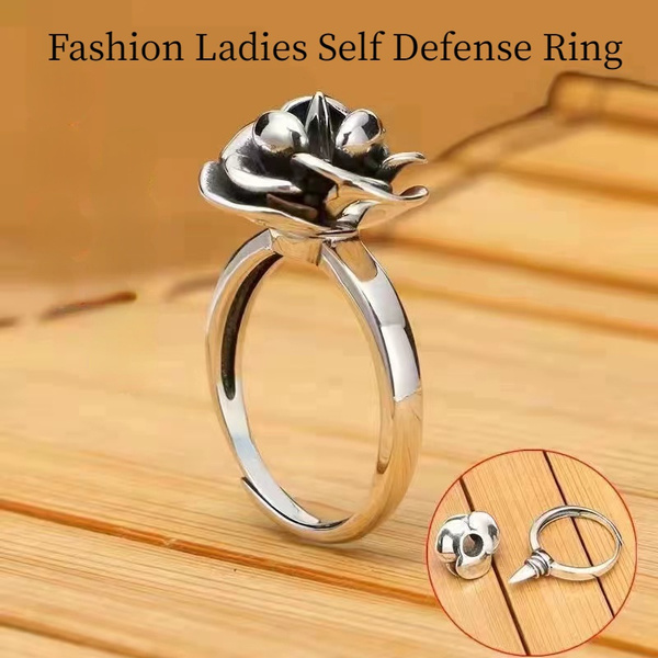 1pc New Rose Ring Self Defense Ring Anti-Wolf Weapon Women's Invisible ...