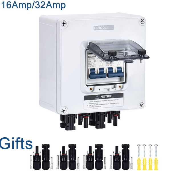 DIHOOL 16/32 Amp PV Disconnect Switch 2 Inputs 2 Outputs 2 String DC ...